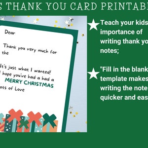 Printable Thank You Notes Christmas Thank You Notes Fill in - Etsy