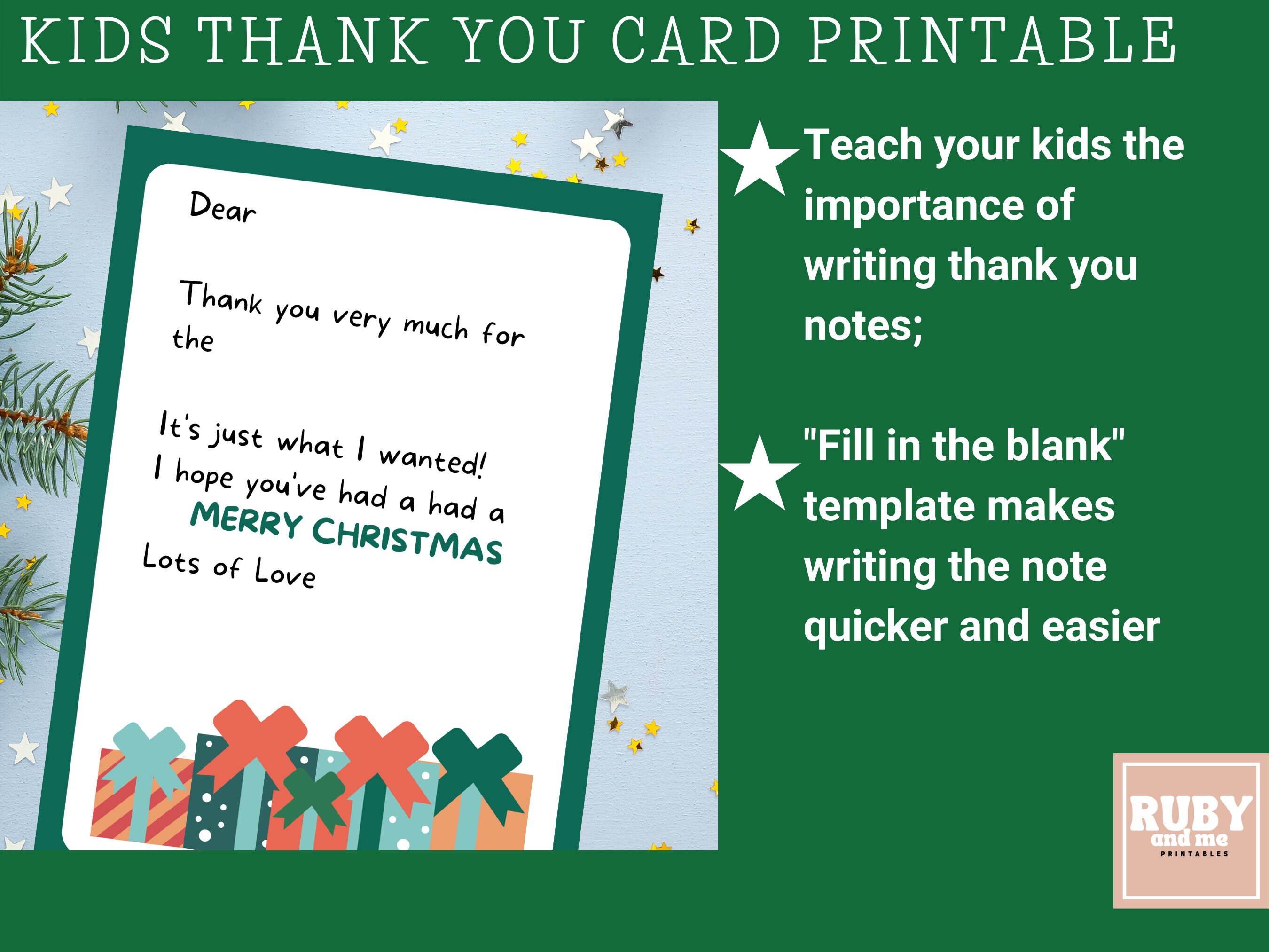 Printable Thank You Notes Christmas Thank You Notes Fill in - Etsy