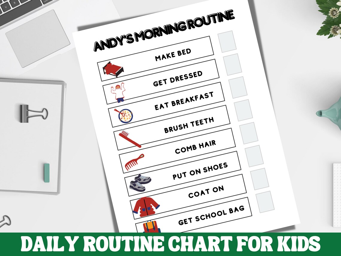 Daily Routine Chart for Kids, Kids Morning Routine, Morning Routine ...