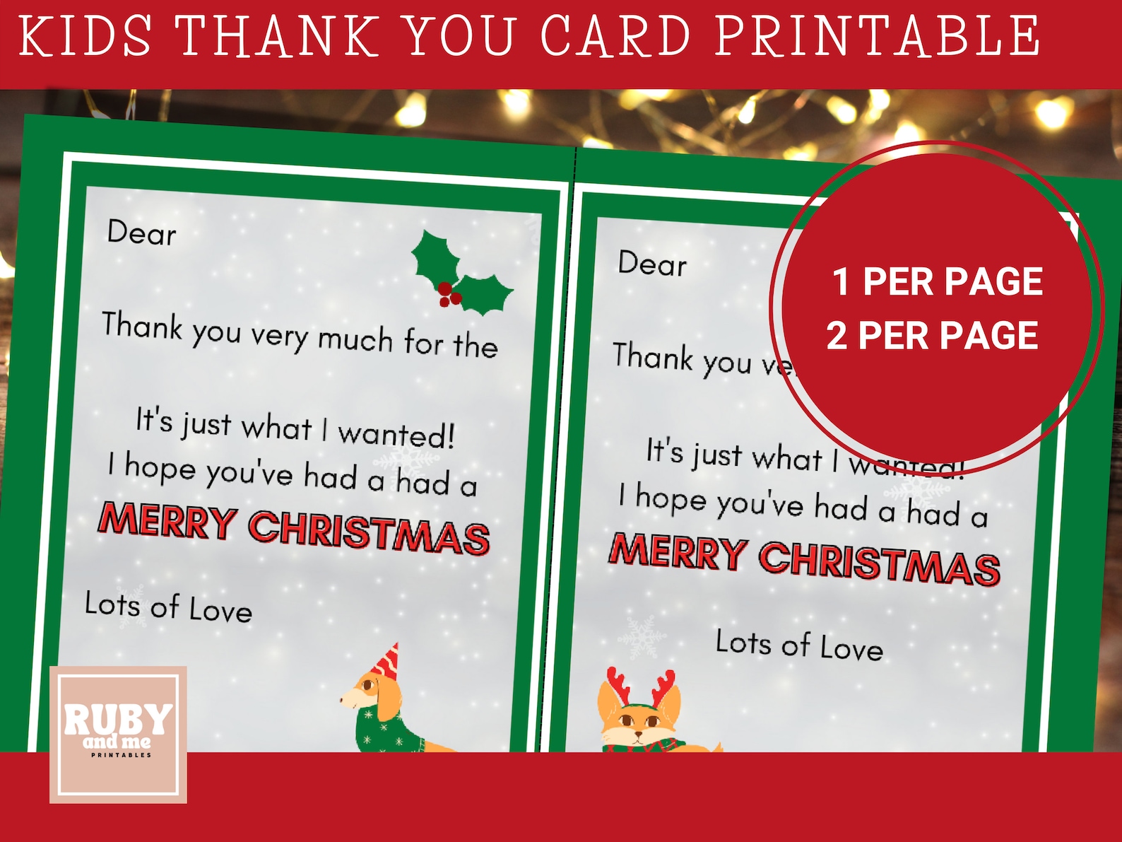 Printable Thank You Notes, Christmas Thank You Notes, Fill in the Blank ...