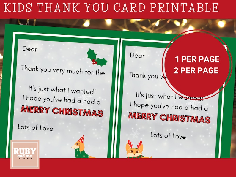 Printable Thank You Notes, Christmas Thank You Notes, Fill in the Blank ...