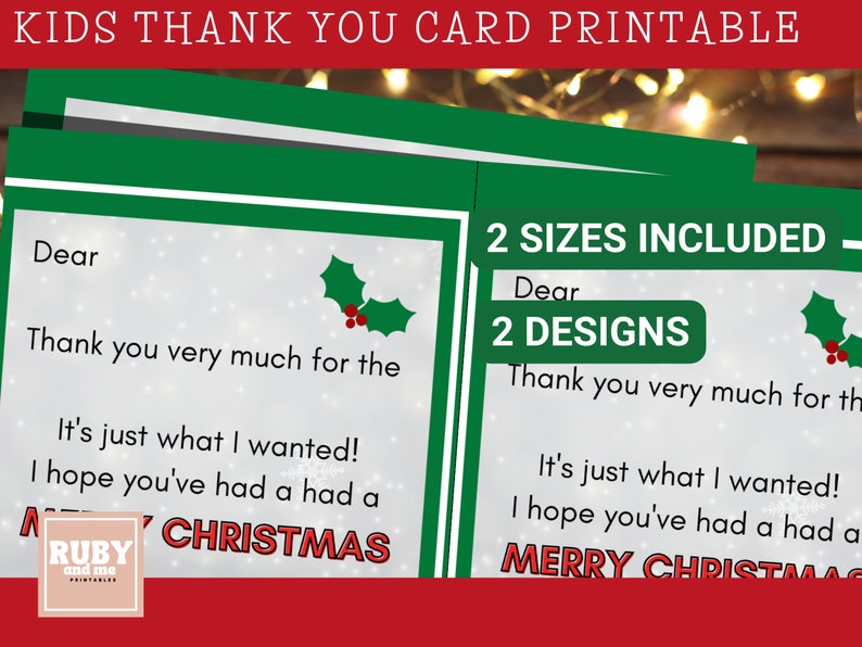 Printable Thank You Notes, Christmas Thank You Notes, Fill in the Blank ...