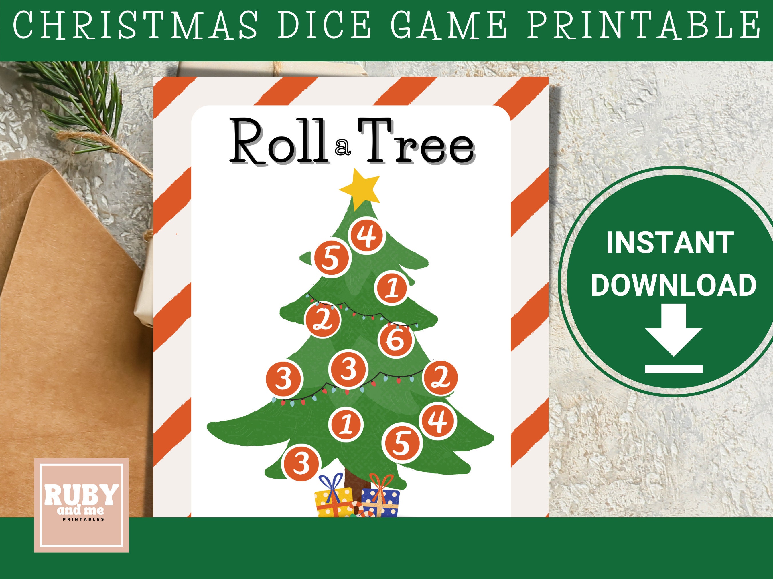 Roll a Christmas Tree Game Printable Dice Game Roll a - Etsy
