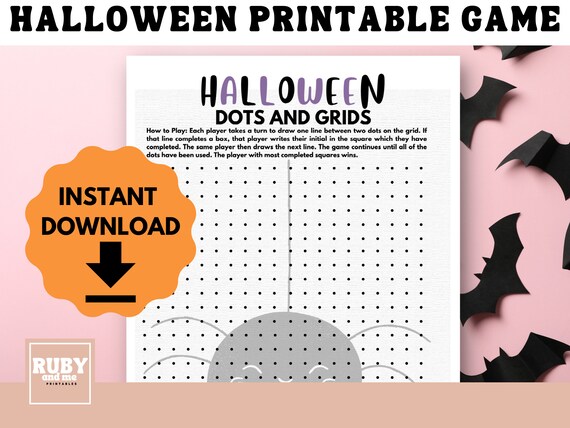 Dots and Boxes Printable Game Halloween Party Games Dot Grid - Etsy