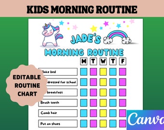 Unicorn Rainbow Printable Reward Chart for Kids Digital - Etsy