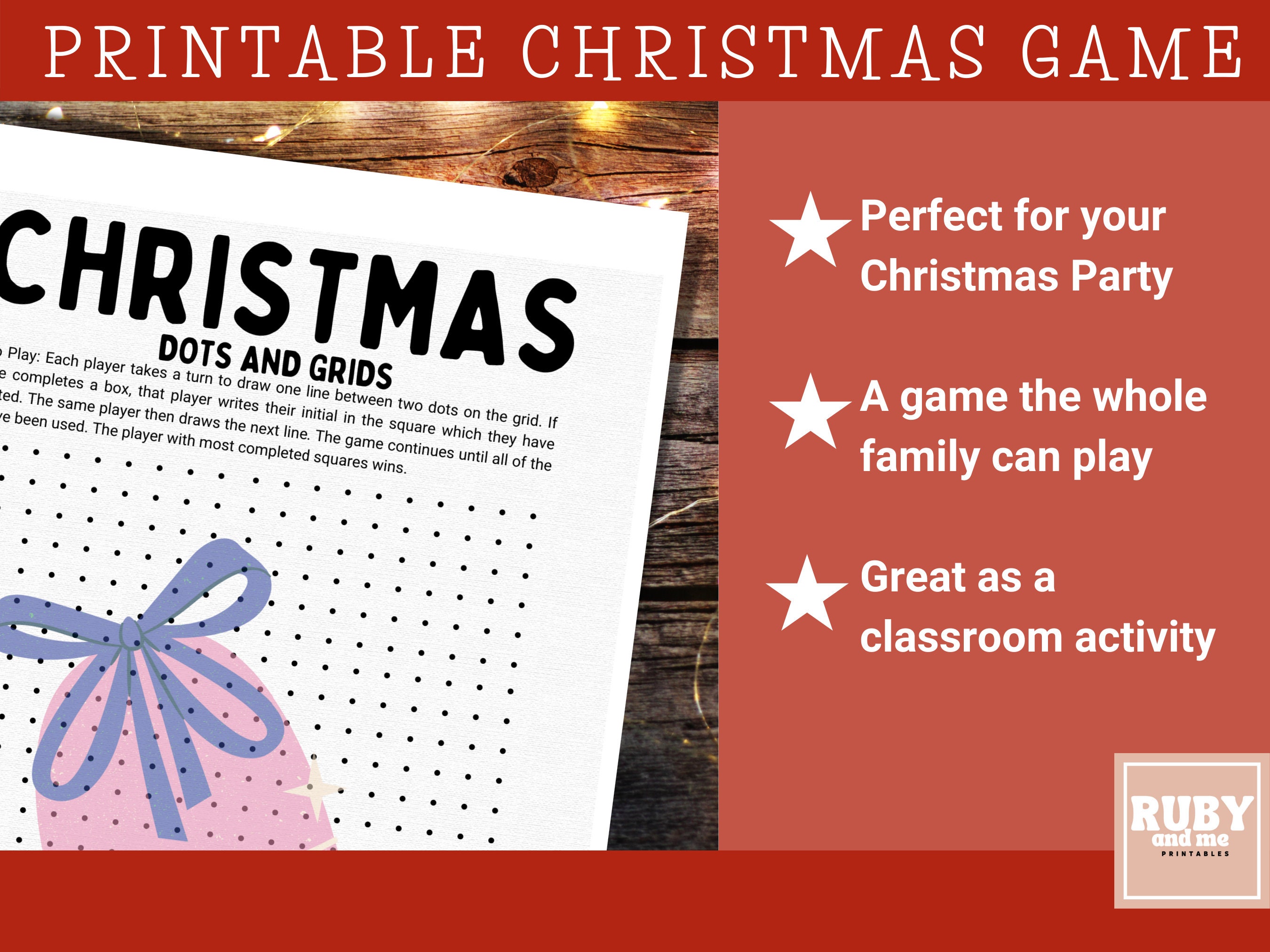 Dots and Boxes Printable Game Printable Christmas Game Dot - Etsy UK