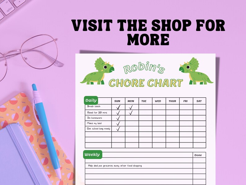 Printable Kids Chore Chart, Chore Chart for Kids, Family Chore Chart ...
