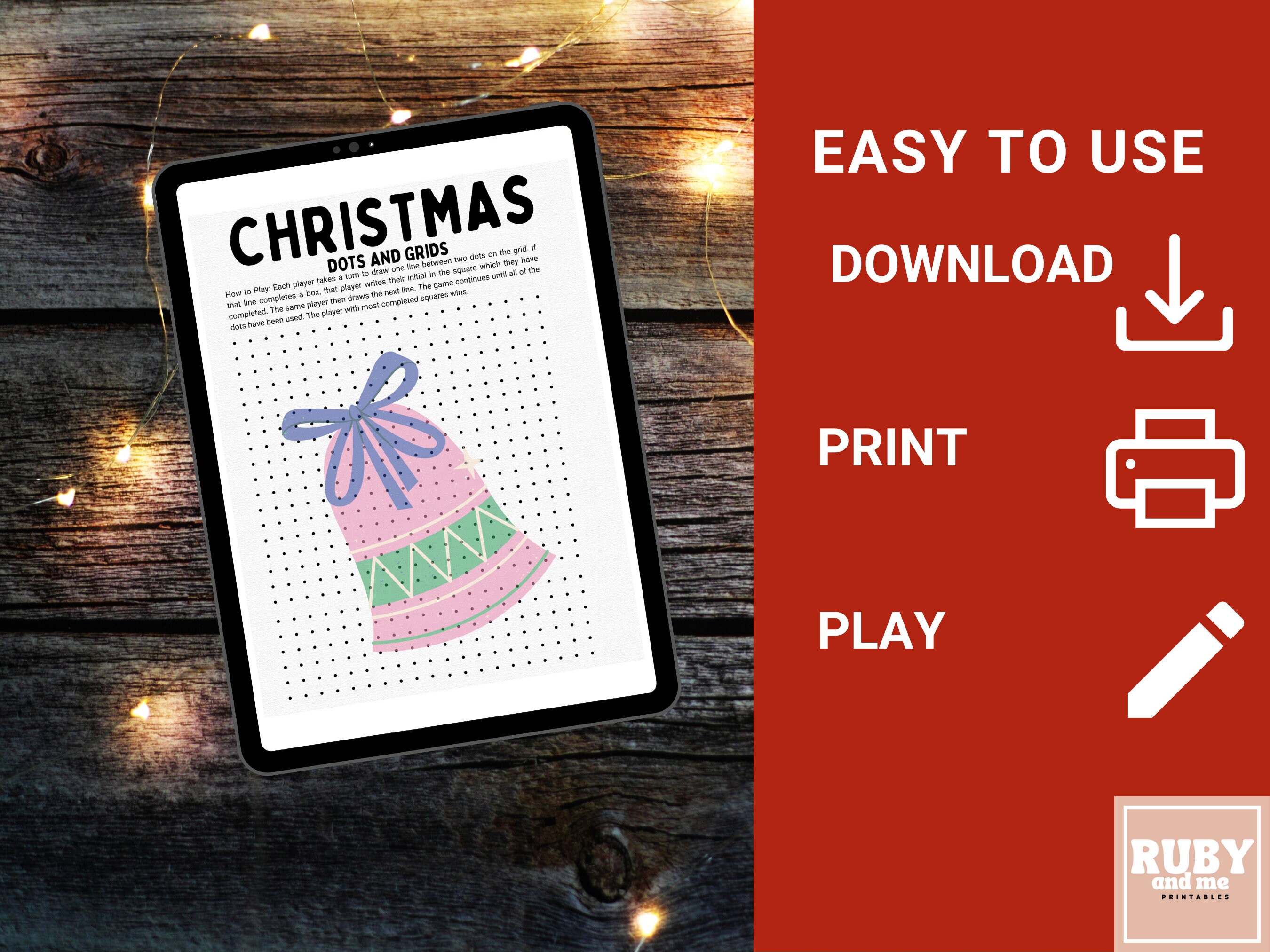 Dots and Boxes Printable Game Printable Christmas Game Dot - Etsy UK