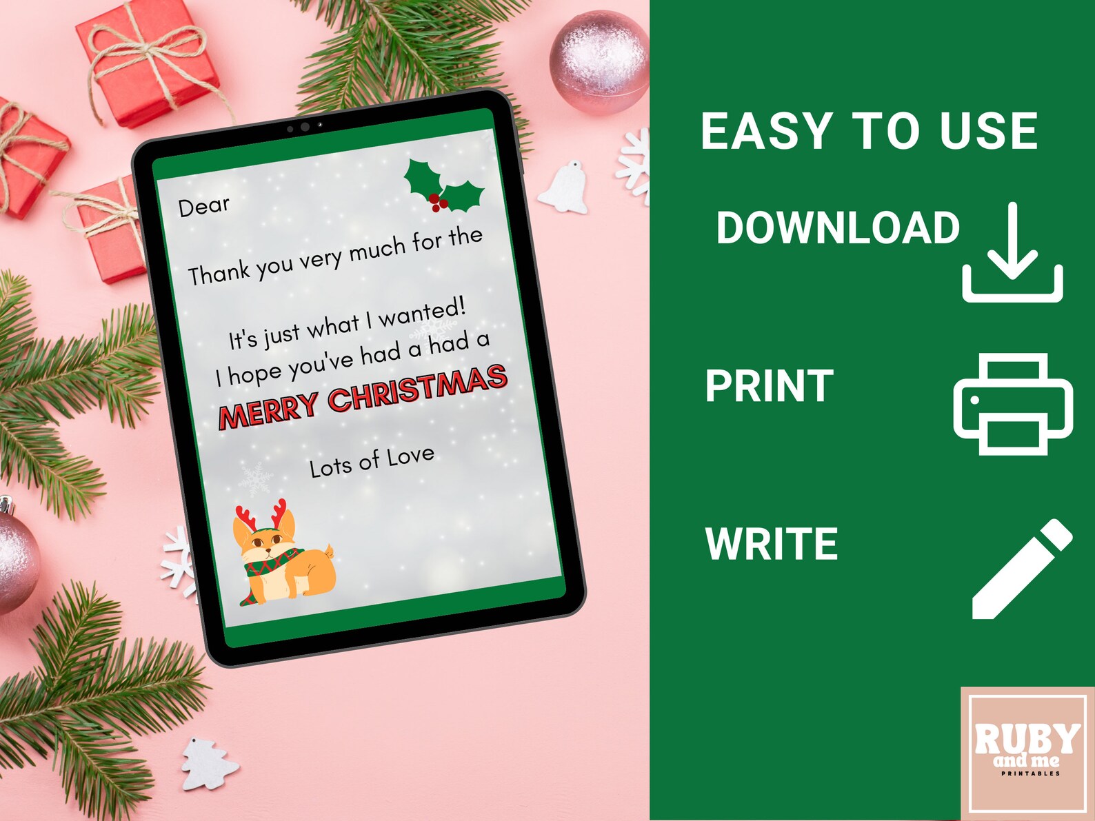 Printable Thank You Notes, Christmas Thank You Notes, Fill in the Blank ...