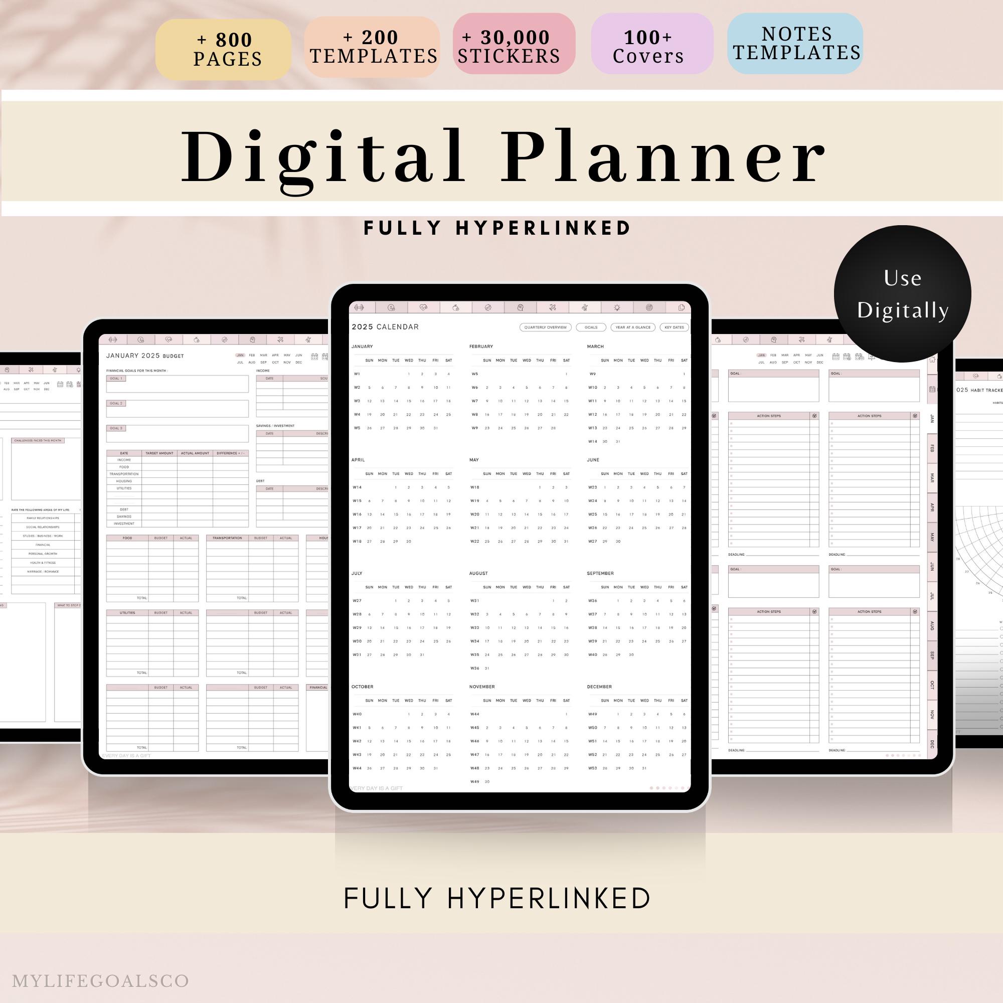 2025 All-in-one Dated Digital Planner, Daily Planner, Budget, Fitness ...