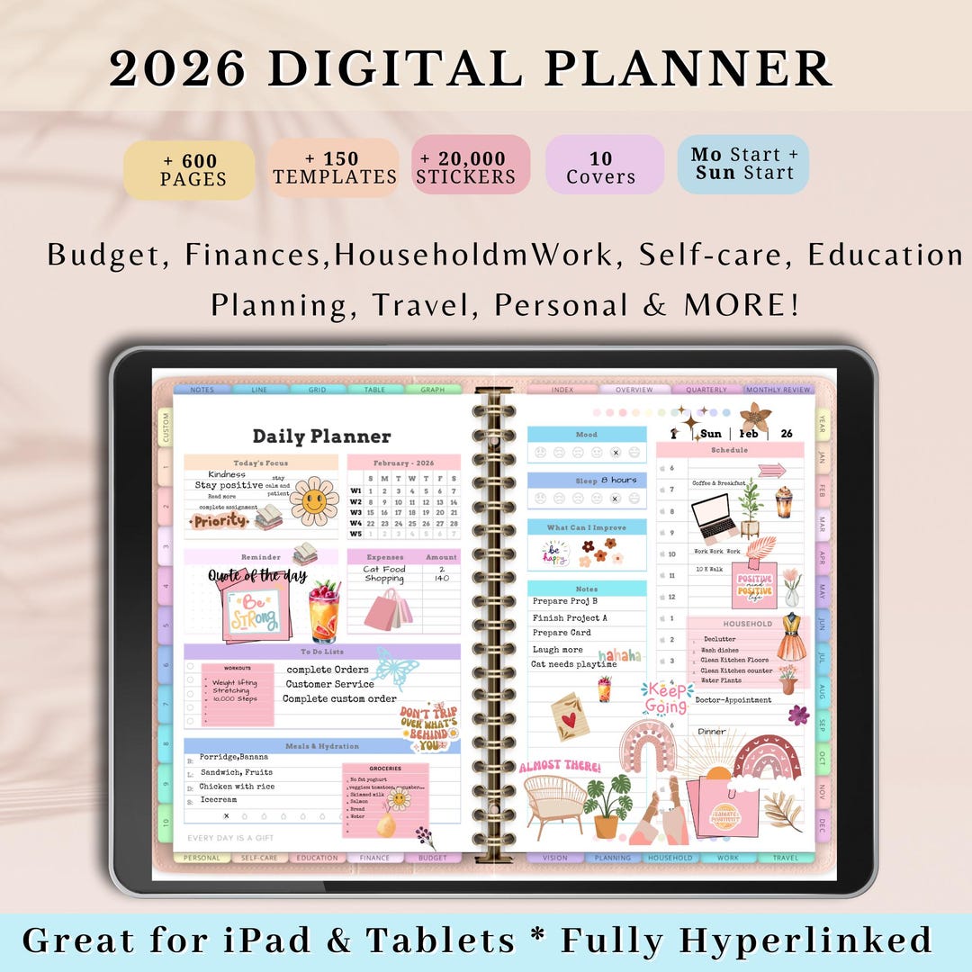 All-in-one 2026 Hyperlinked Digital Planner for Goodnotes and ...