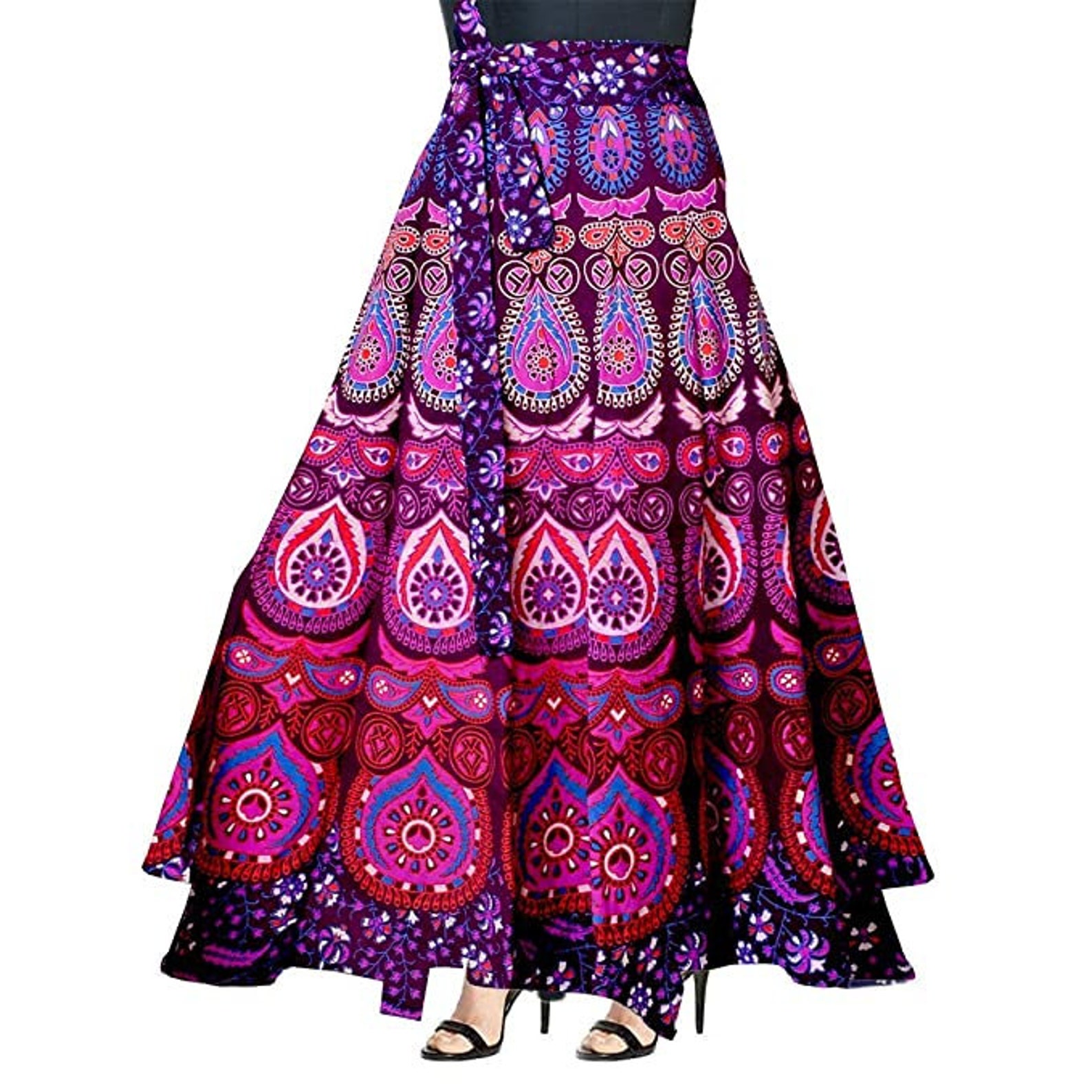 Swanky Women's Wrap-around Maxi Skirt With Rajasthan Ethnic Print for ...
