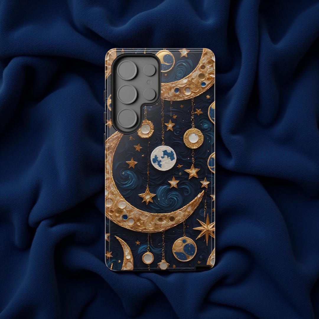 Starry Night Sky Moon Lunar Phase Tough Phone Case for Samsung & iPhone ...