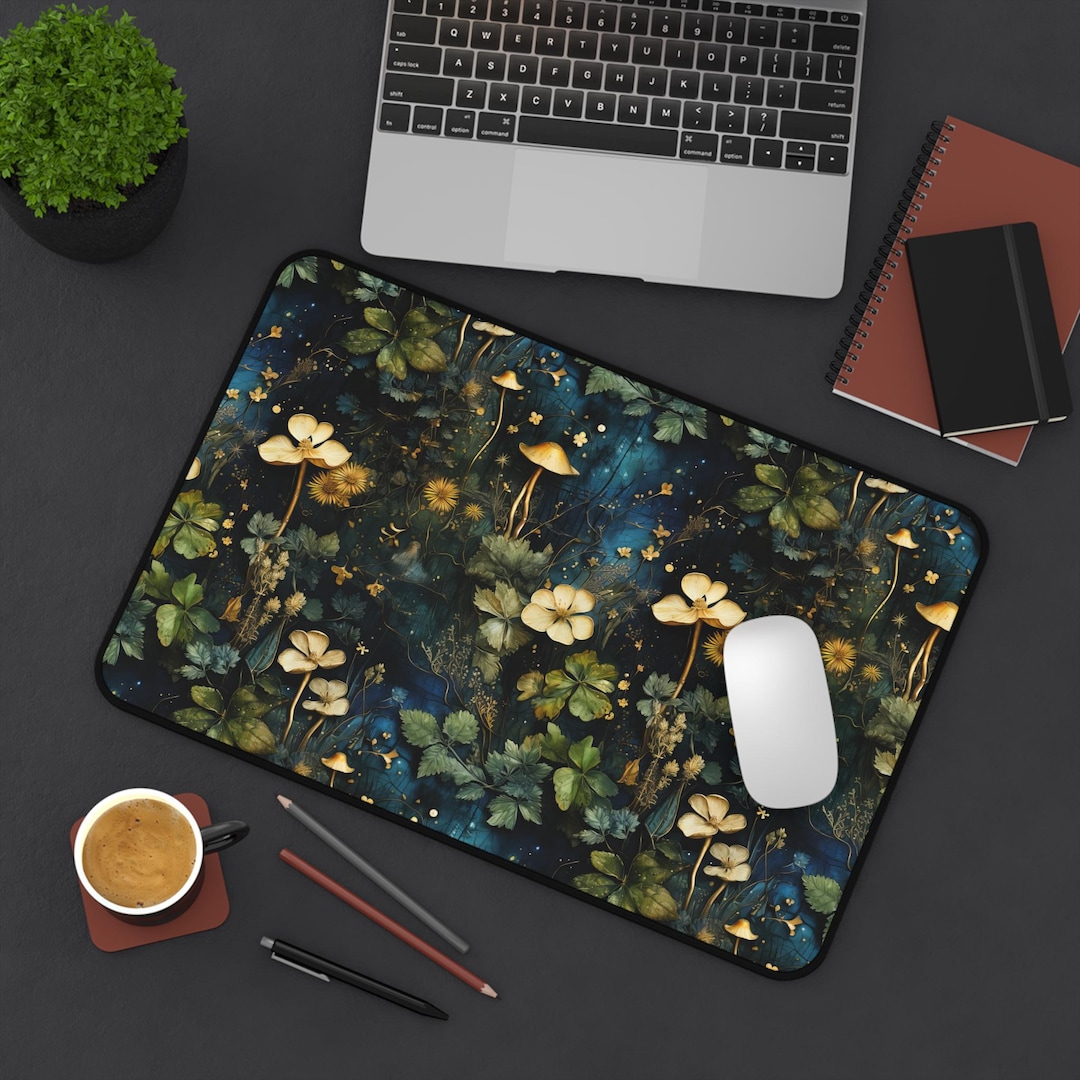 Botanical Desk Mat | Elegant Flower Design, Home Office Decor, Gaming ...