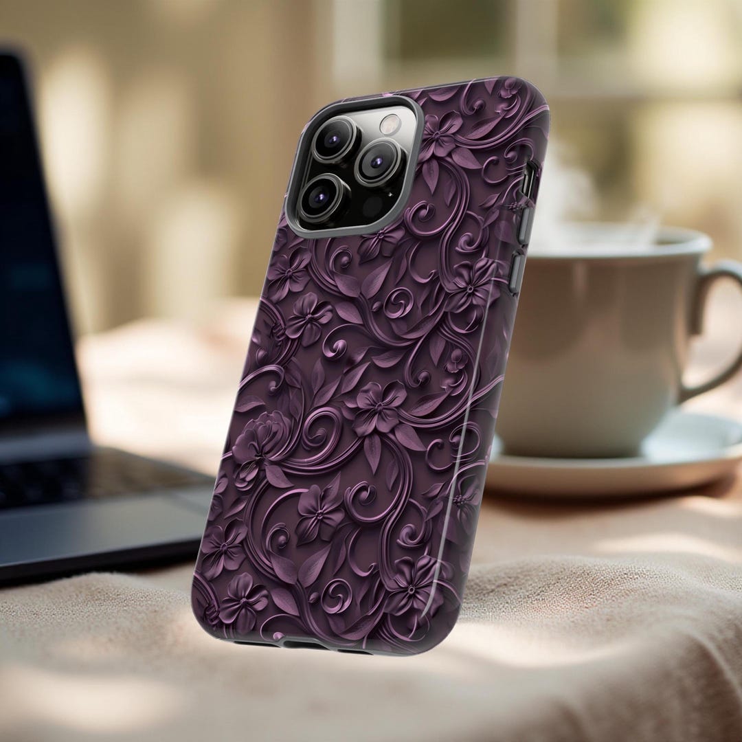 Dark Floral Purple Phone Cases for Samsung Galaxy and iPhone - Glossy ...