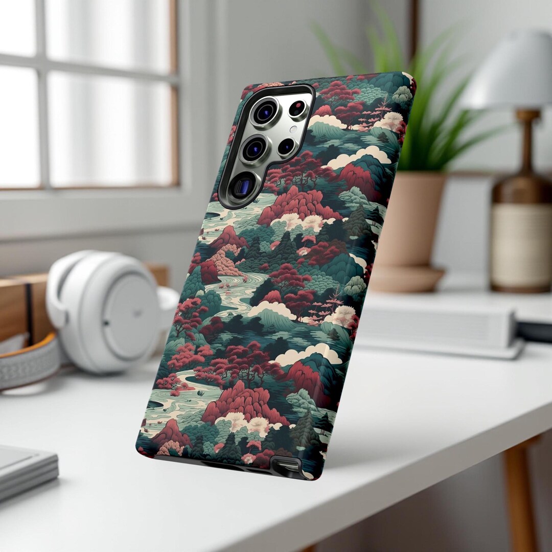 Traditional Japanese Landscape Phone Case Green Landscape Art Trees ...