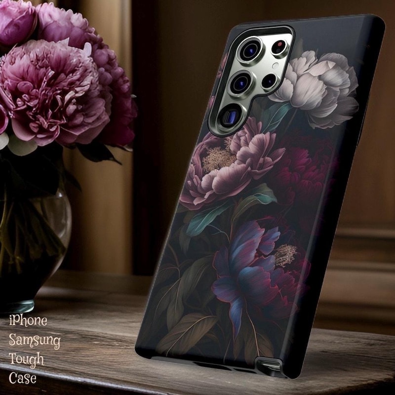 Dark Peonies Phone Case - Etsy
