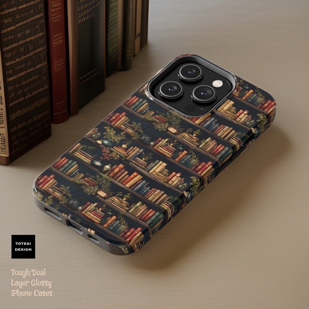 Cute Bookworm Dark Vintage Bookcase Plants Books iPhone Tough Cases 11 ...