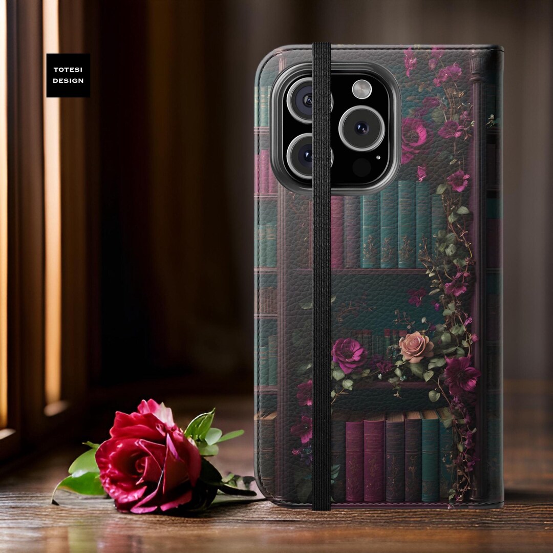Book Cover Phone Wallet Case, Dark Academia Flip Folio Gothic Artsy ...