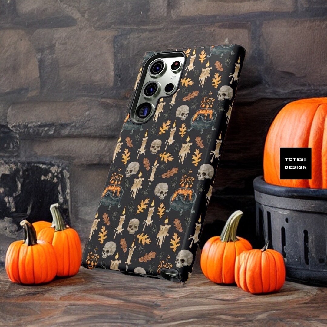 Black Halloween Party, Gothic Samsung Case - Cute, Witchy, Skulls ...