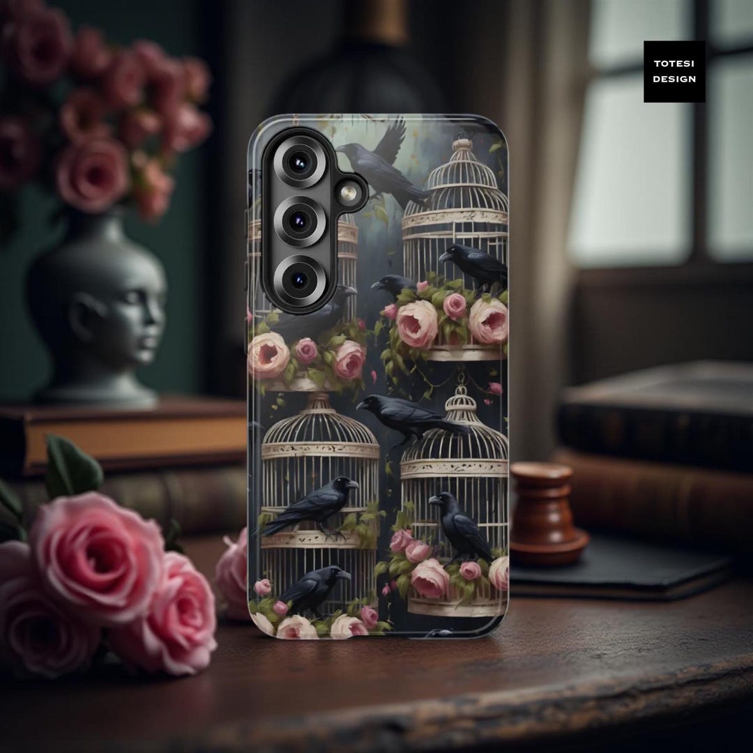 Ravens Gothic Victorian Floral Aesthetic Samsung Galaxy Phone Case S25 ...