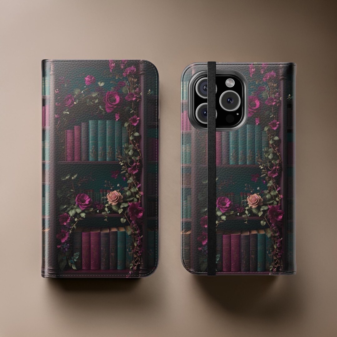 Book Cover Phone Wallet Case, Dark Academia Flip Folio Gothic Artsy ...