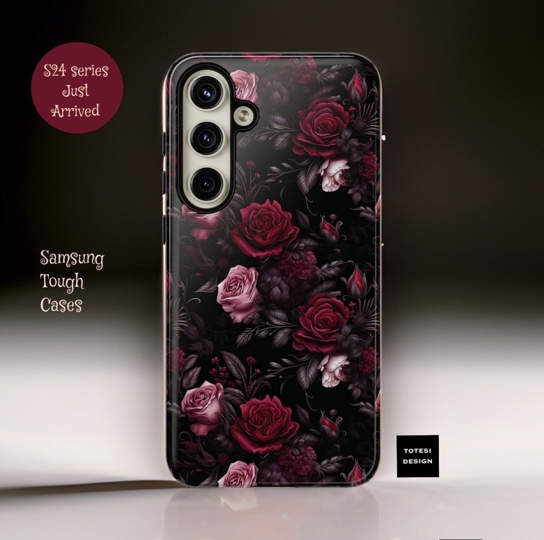 Gothic Floral Black Roses Samsung Galaxy S21 S22 S23 S24 + Plus Ultra ...