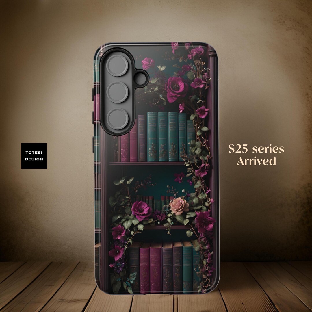 Dark Academia Bookcase Floral Samsung Galaxy Tough Phone Case - Etsy
