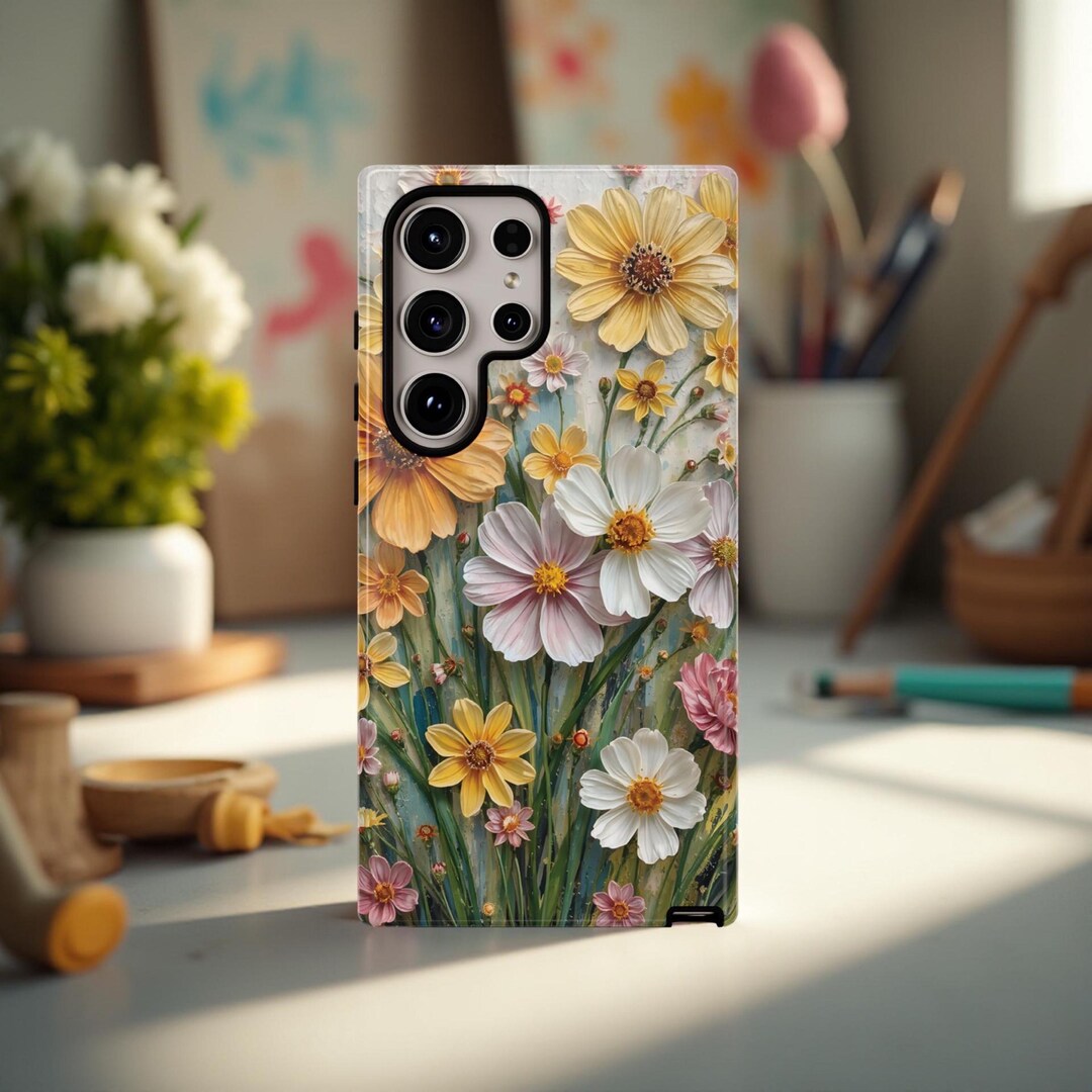 Tough Cases, Flower Art Aesthetic Spring Pastel Wildflowers Phone Cases ...