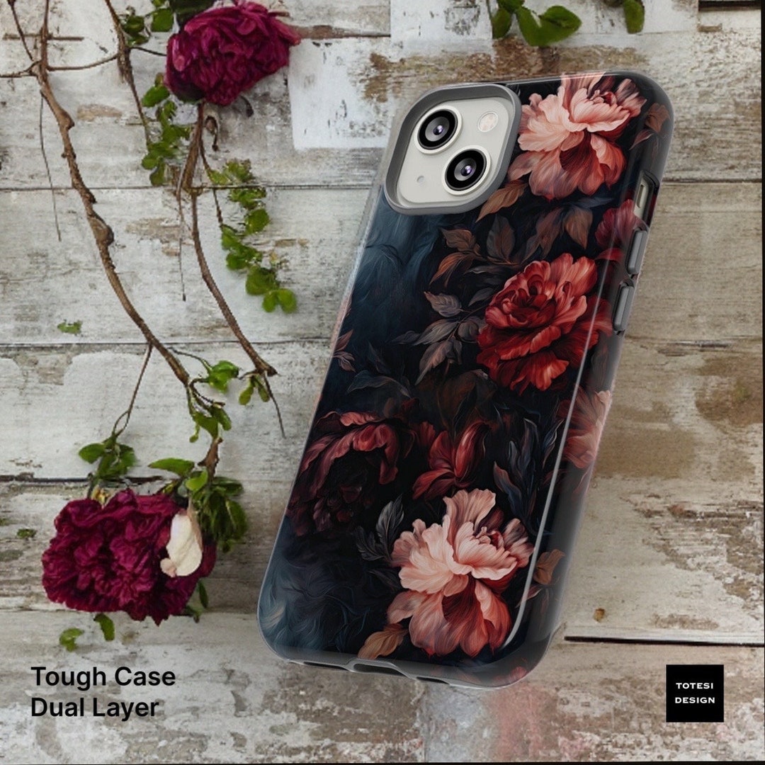 Dark Floral Academia Bohemian Vintage Aesthetic iPhone Tough Case 15 14 ...