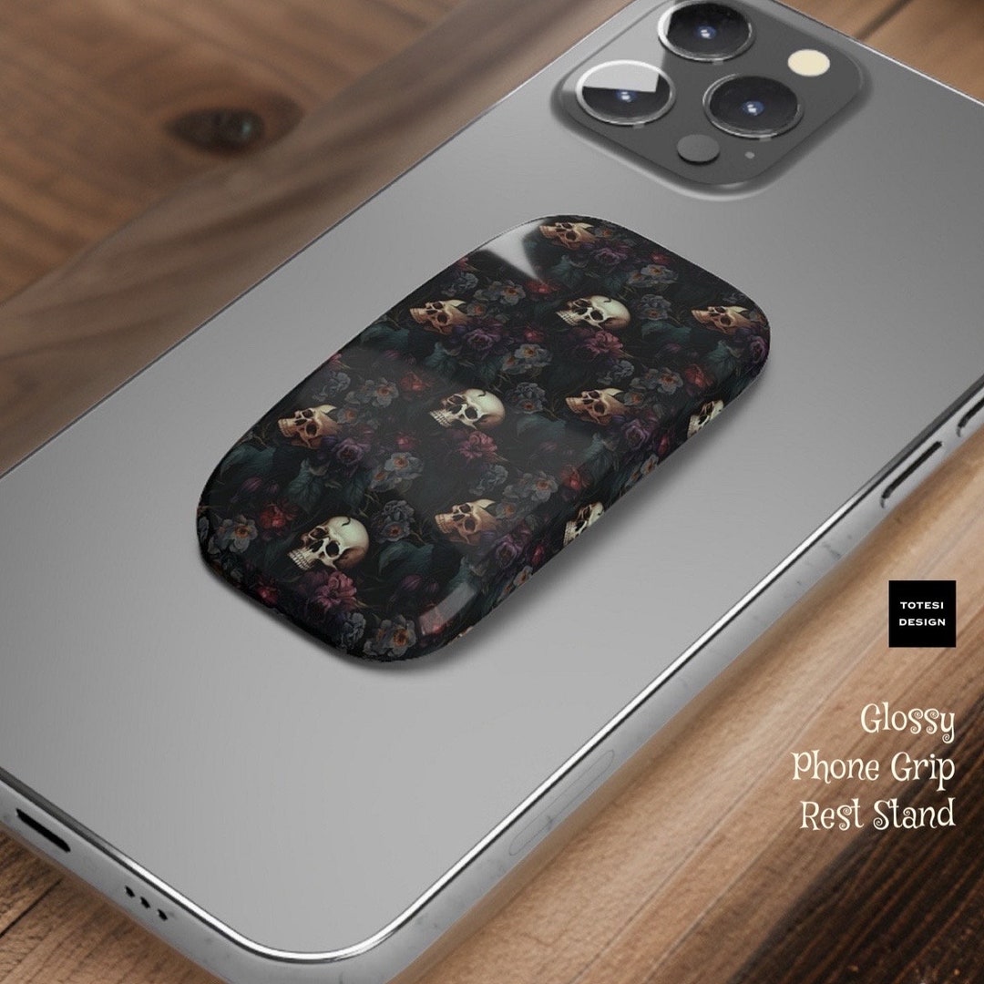 Goth Skulls Dark Floral Aesthetic Phone Grip and Rest Stand for Samsung ...