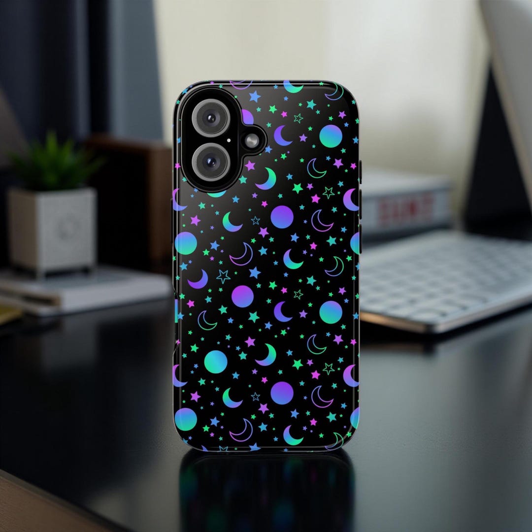 Dark Neon, Stars, Moon, Celestial, Goth, Witchy | Tough Cases | iPhone ...