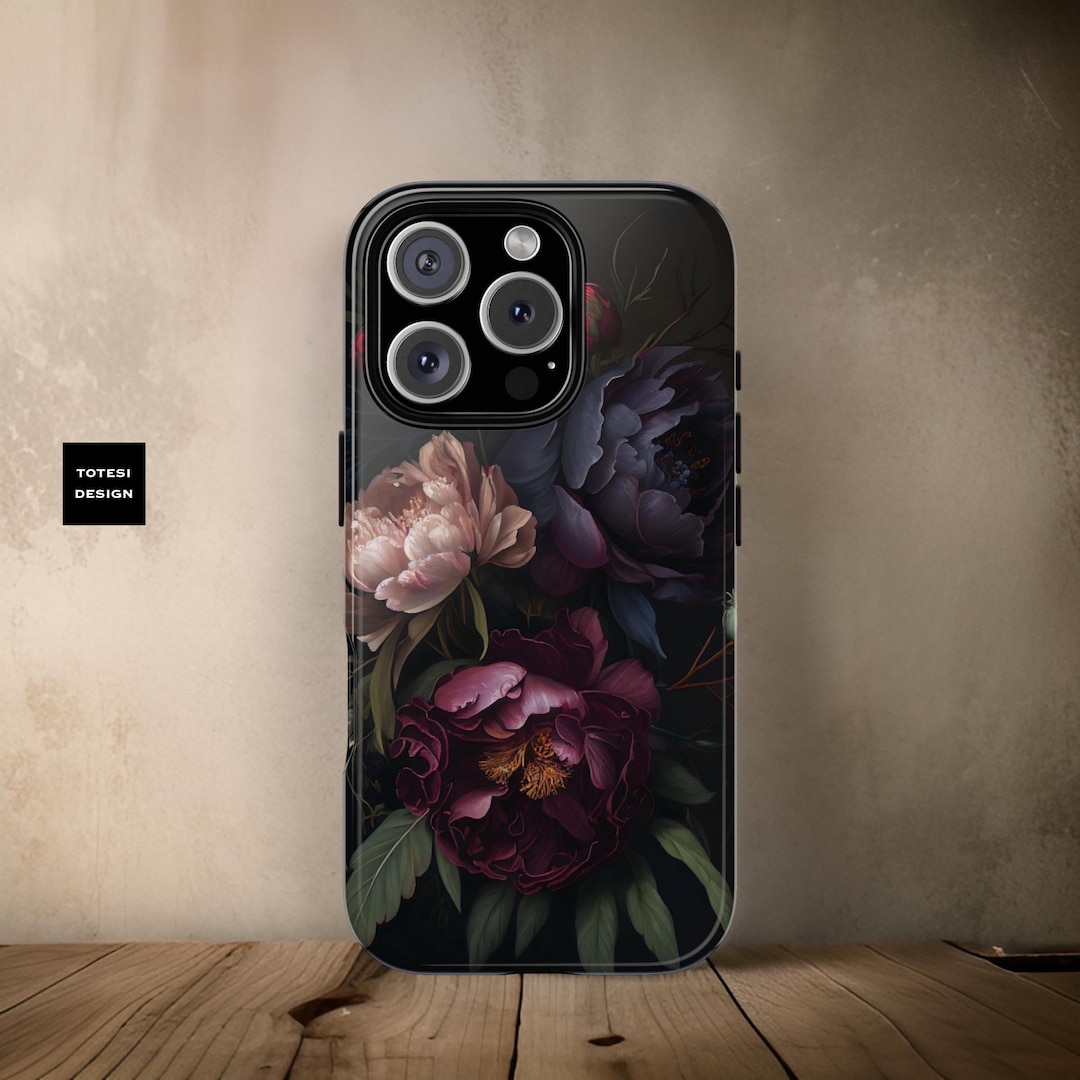 Moody Dark Goth Floral iPhone 16 15 14 13 12 Pro Max Plus Sturdy Phone ...