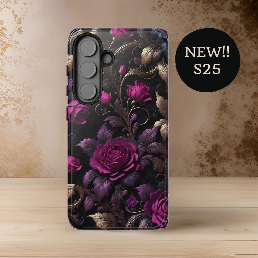 Gothic Dark Floral Rococo iPhone Models and Samsung Galaxy Tough Case S25 S24 S23 S22 S21 Plus ...