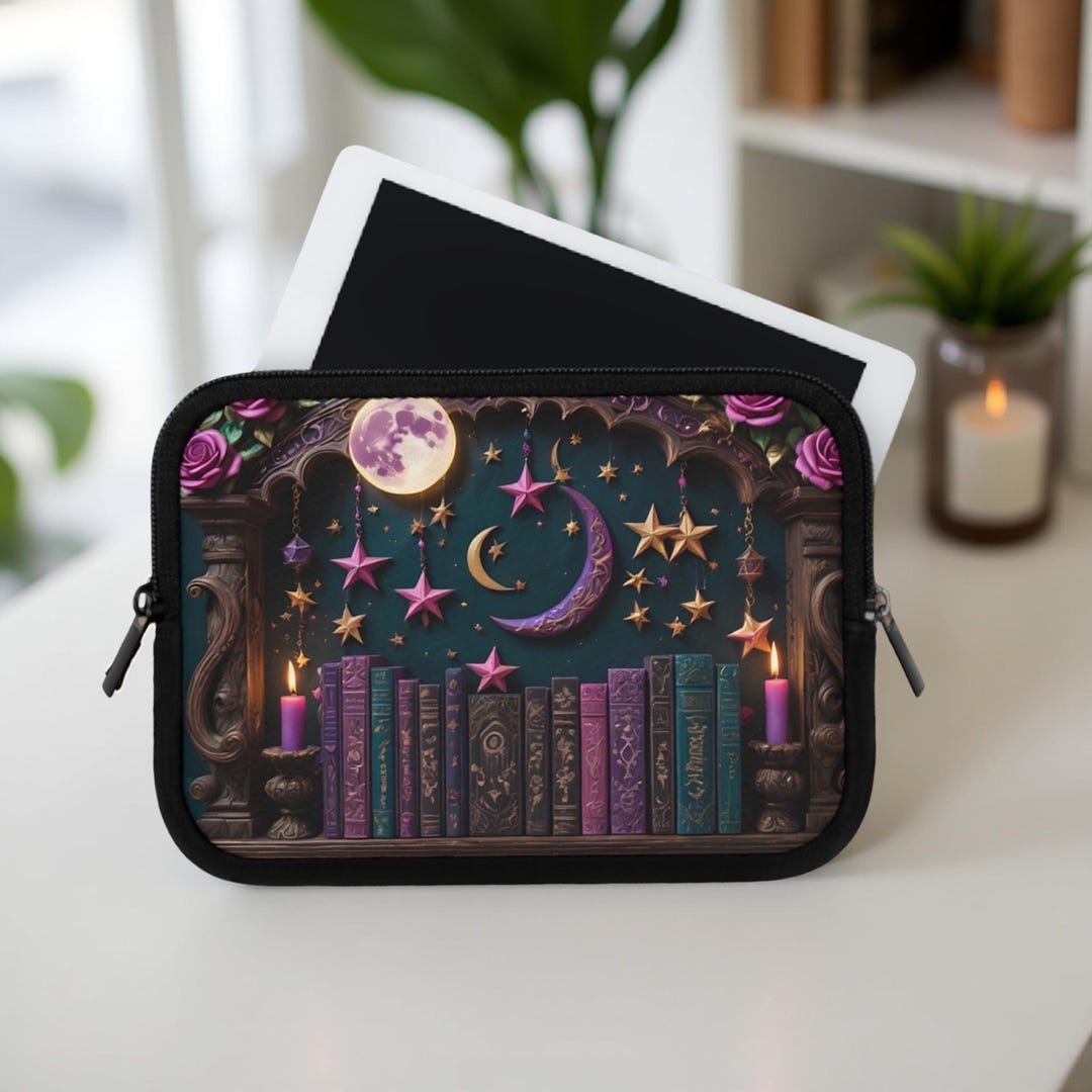 Bookshelf Fantasy Celestial Goth Laptop Sleeve, Padded Mac iPad Kindle ...