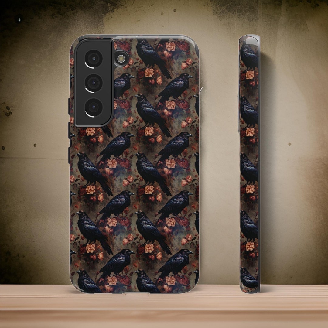 Gothic Ravens Floral Dark Academia Samsung Galaxy Dual Layer Sturdy ...