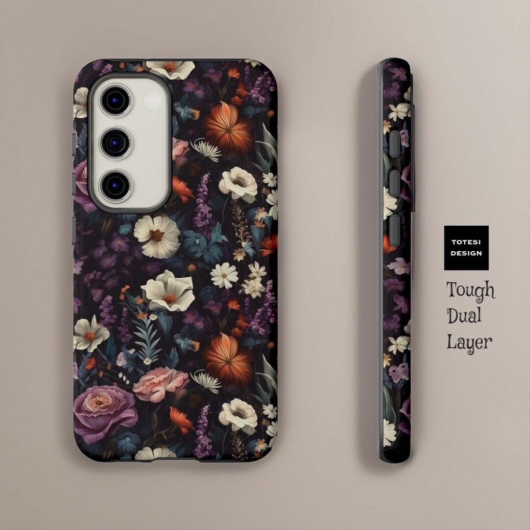 Dark Winter Cute Boho Moody Floral Samsung Galaxy Phone Case 23 22 21 ...