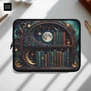 Fantasy Celestial Bookshelf Laptop Sleeve, Padded Mac iPad Kindle Cover, Magical Gift for Her ...