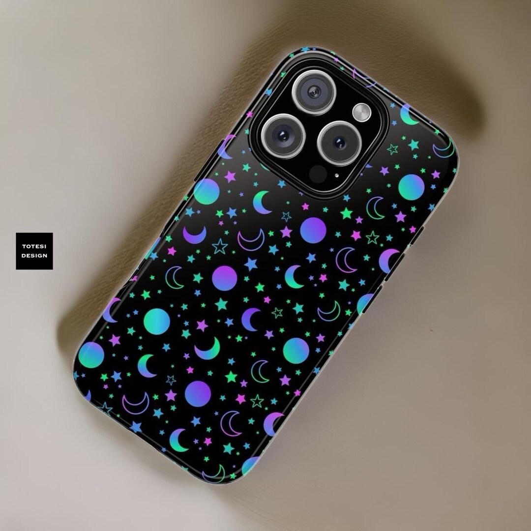 Neon Celestial iPhone Case: Goth Witchy Stars, Moon - Tough Case - Etsy