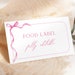 Editable Hot Pink Bow Buffet Card Template Bright Pink Food - Etsy