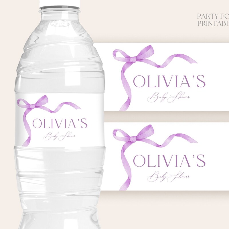 Purple Bow Water Bottle - Etsy