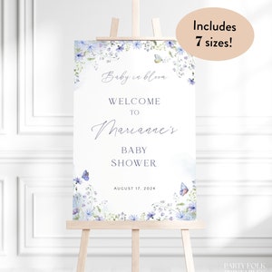 Blue Baby in Bloom Baby Shower Welcome Sign Template, Printable Blue ...