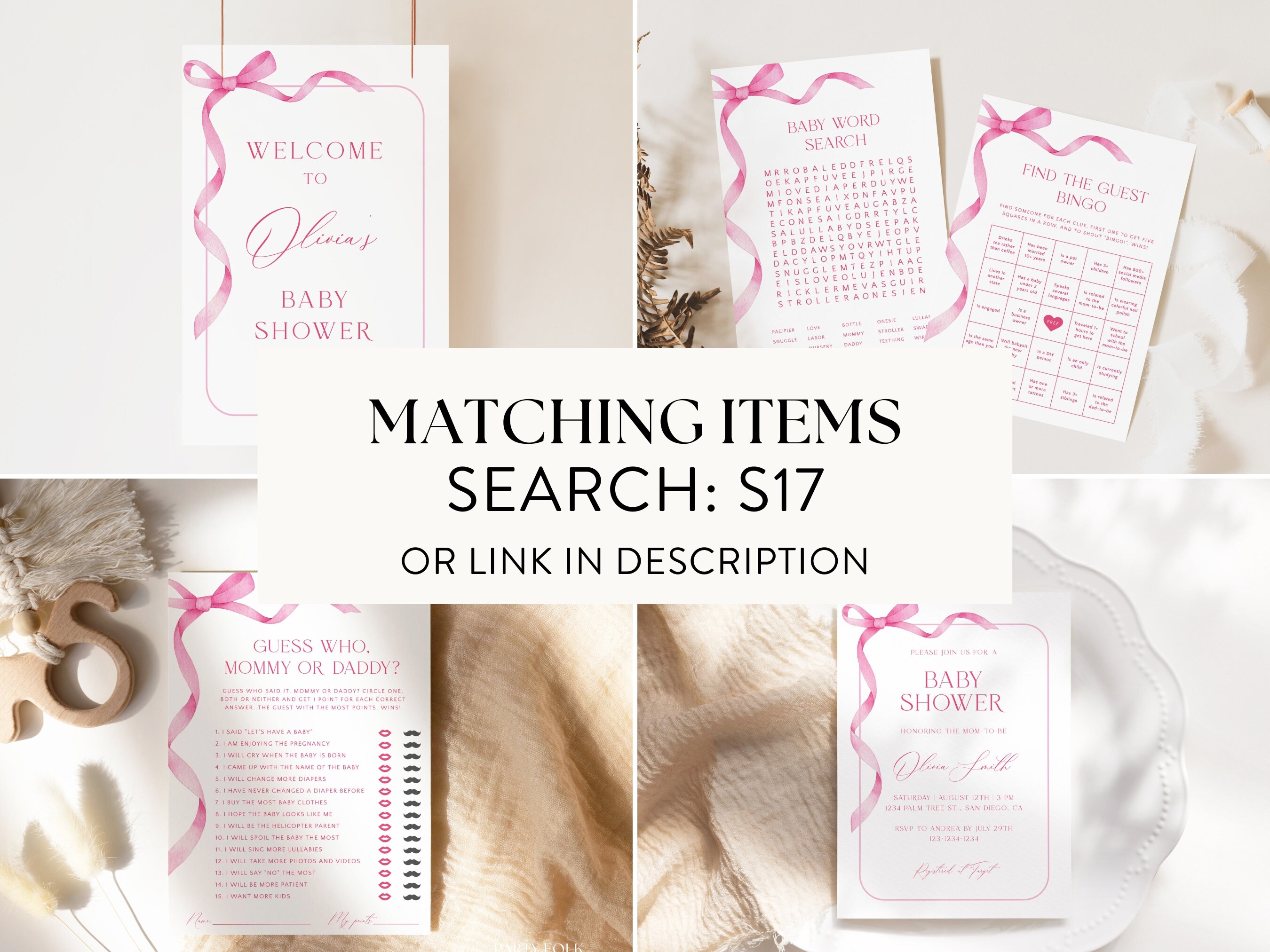 Editable Pink Bow Water Bottle Label Template, Printable Girl Baby ...