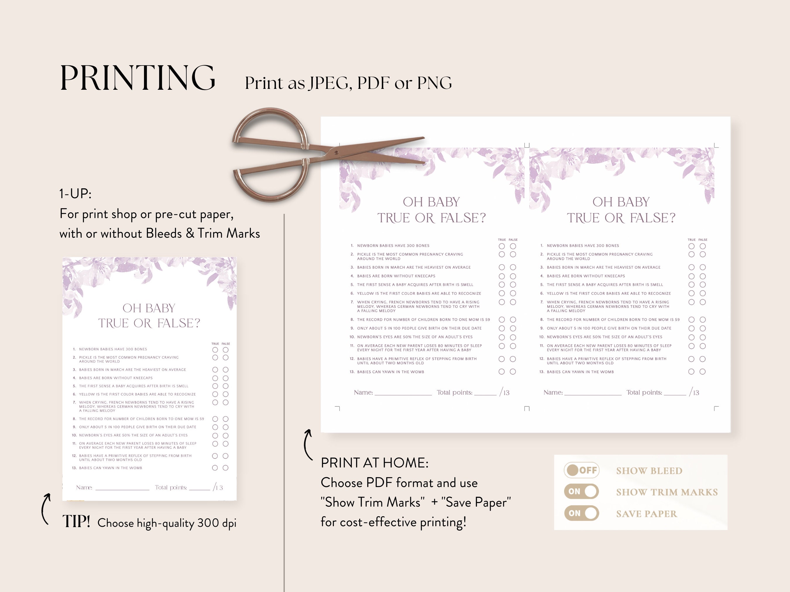 Editable Purple Floral Baby Shower Game Bundle, Lilac Vintage Flower ...