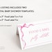Editable Hot Pink Bow Buffet Card Template, Bright Pink Food Label ...