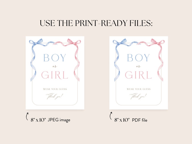 Blue Pink Boy or Girl Gender Reveal Sign, Printable Instant Pink Blue ...