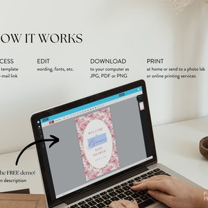 Pink Roses Baby Shower Welcome Sign Template, Editable Shabby Chic ...