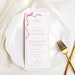 Editable Pink Bow Baby Shower Menu Template, Pink Ribbon Girl Shower ...
