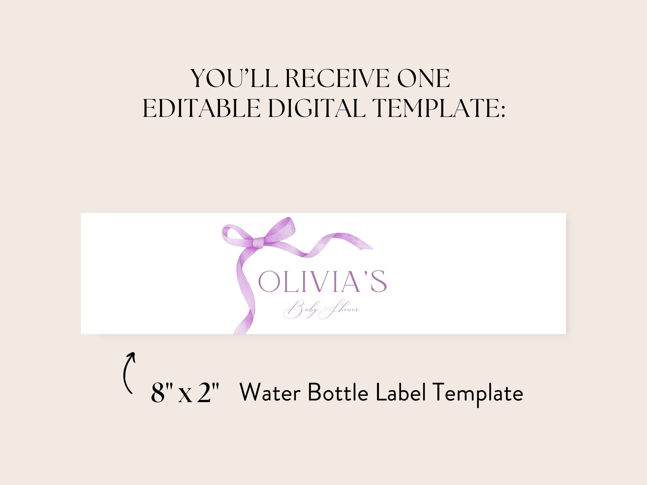 Editable Lilac Bow Water Bottle Label Template Printable Girl - Etsy