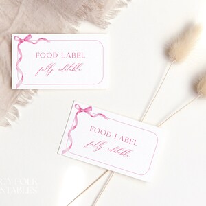 Editable Hot Pink Bow Buffet Card Template Bright Pink Food - Etsy